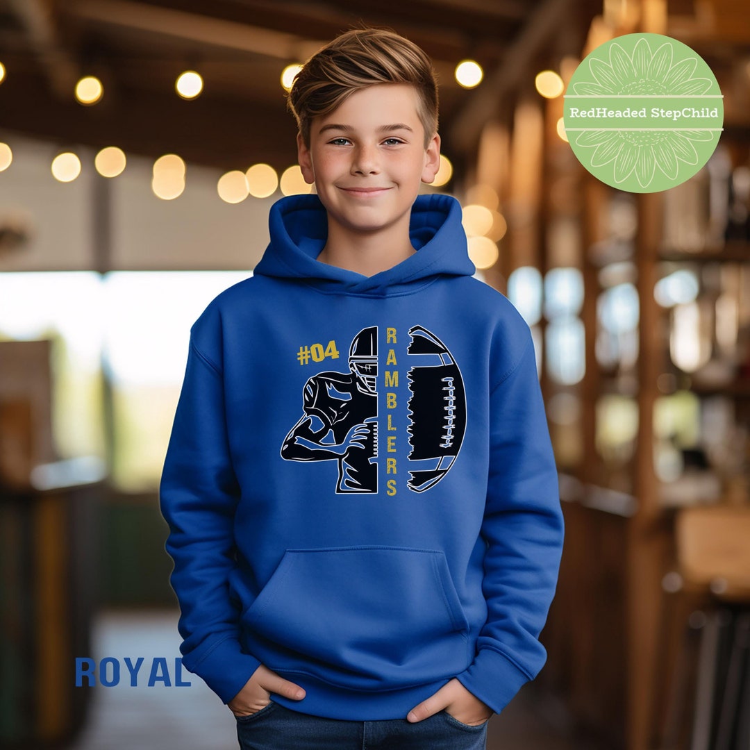 Personalized Youth Football Hoodie, Kids Custom Football Sweatshirt ...