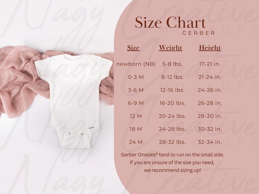 Gerber Onesies Size Chart Onesie Measurements Onesie Listing Photos ...