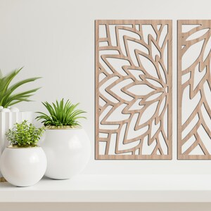Wooden Leaves Wall Decor – Set of 3 Panels – Botanical Nature-inspired ...