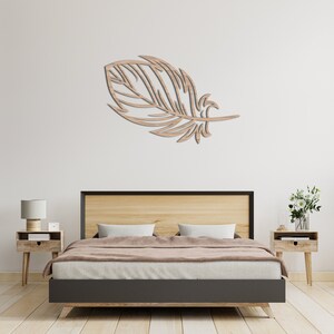 Feather Wood Wall Art Wood Wall Decor Feather View Indoor - Etsy