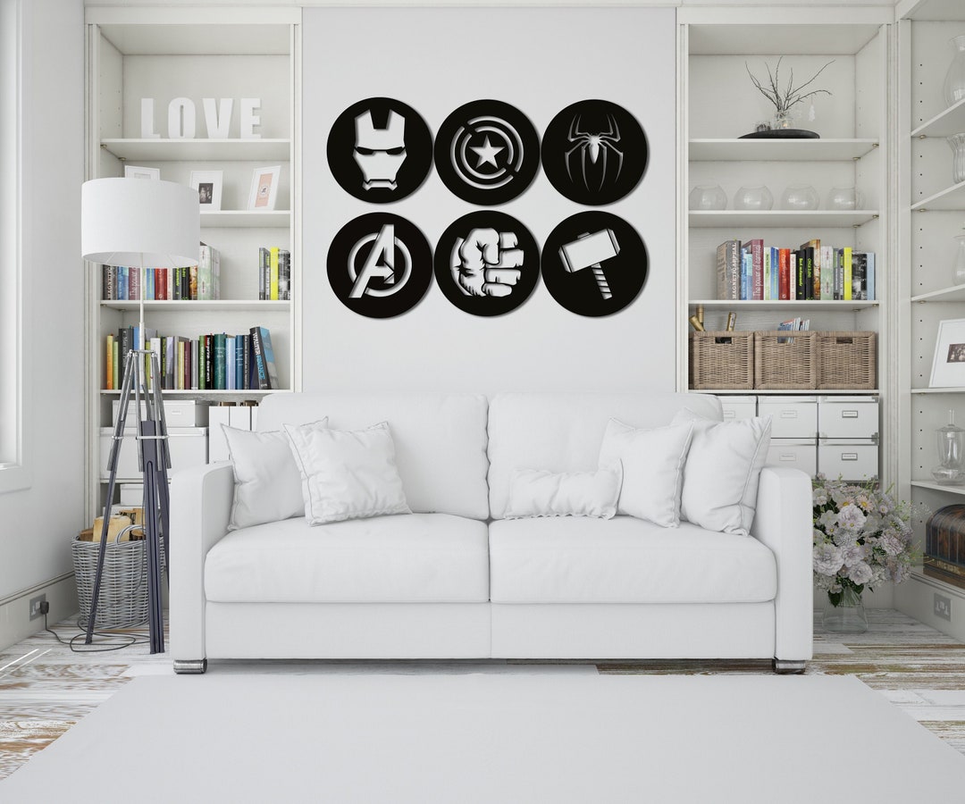 Avengers Wood Wall Art: Superhero Decor, Set of 6 - Etsy
