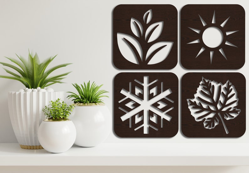 Four Season Set Wood Wall Art Wood Wall Decor Four Season - Etsy