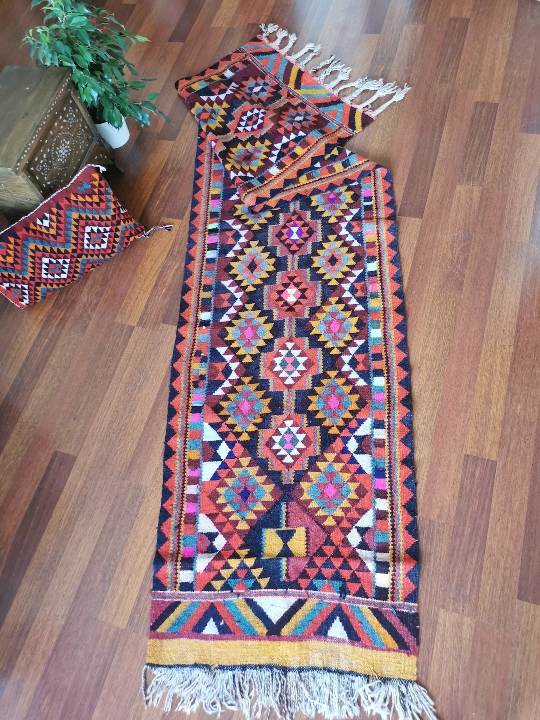 Vintage Iraqi Kilim Runner Rug Colorful Handmade Bohemian - Etsy