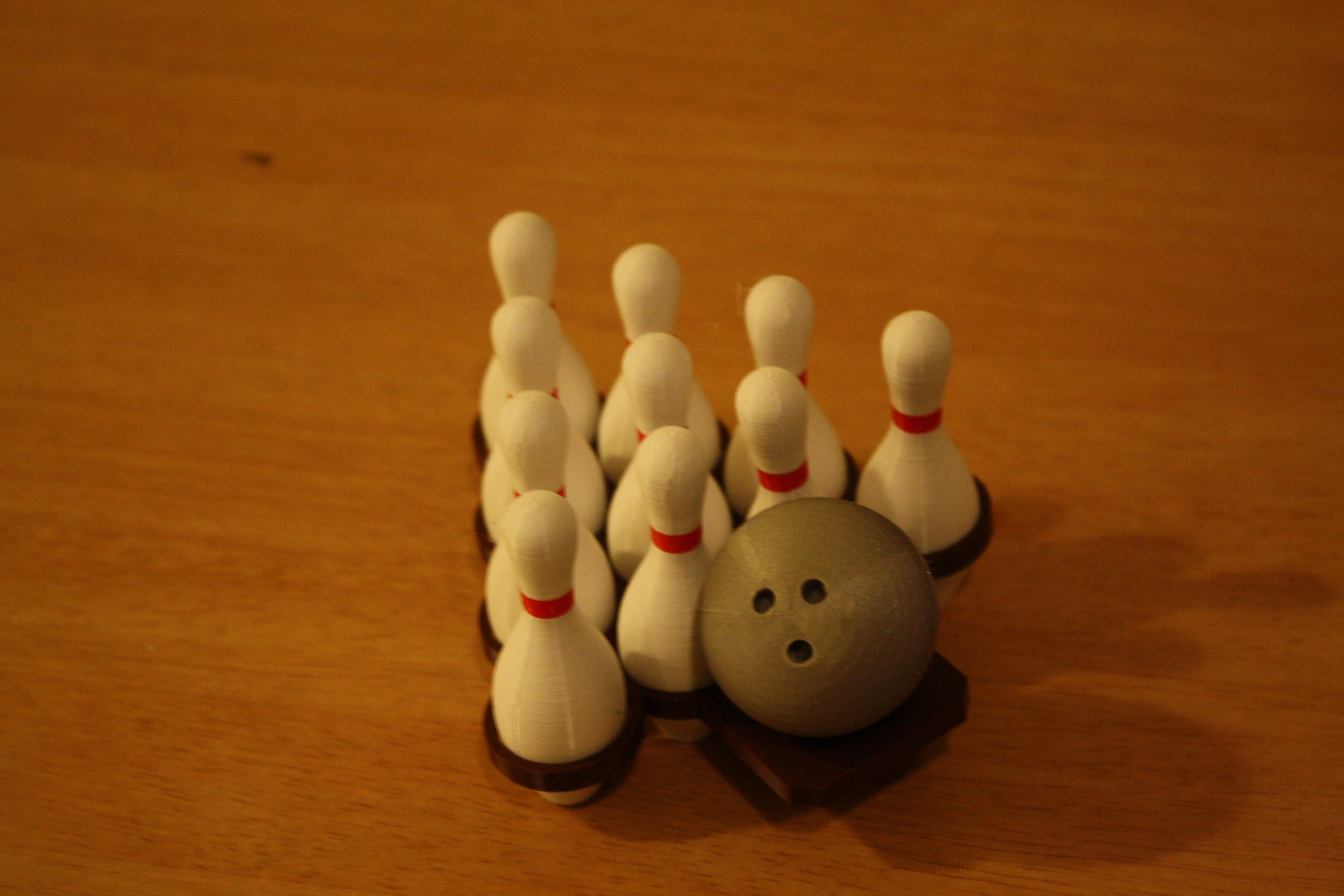 Miniature 3D Printed Bowling Set With Colorful Pin Bands - Etsy
