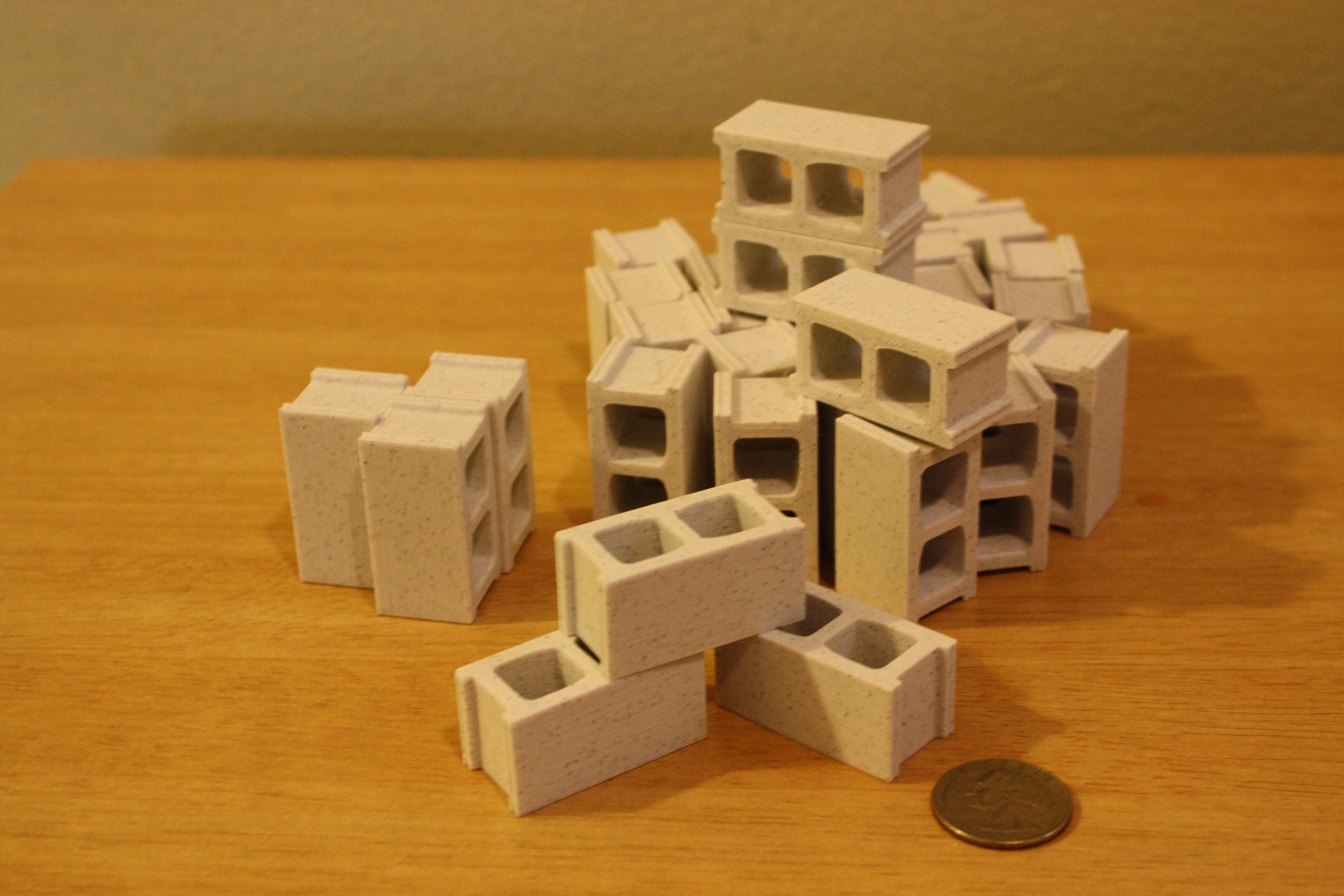Miniature 3D Printed Cinder Blocks With Handheld Wrecking Ball multi ...