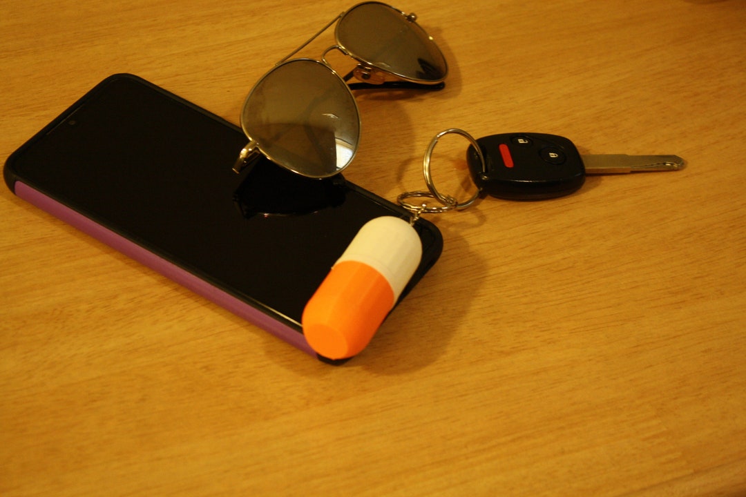 Tiny Pill / Capsule - Storage and Cosplay Keychain - Small Sized ...