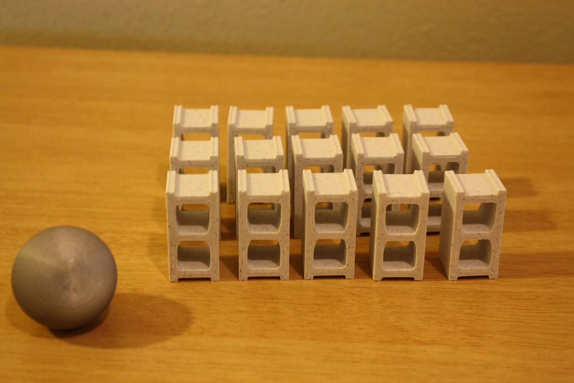 Miniature 3D Printed Cinder Blocks With Handheld Wrecking Ball (multi ...