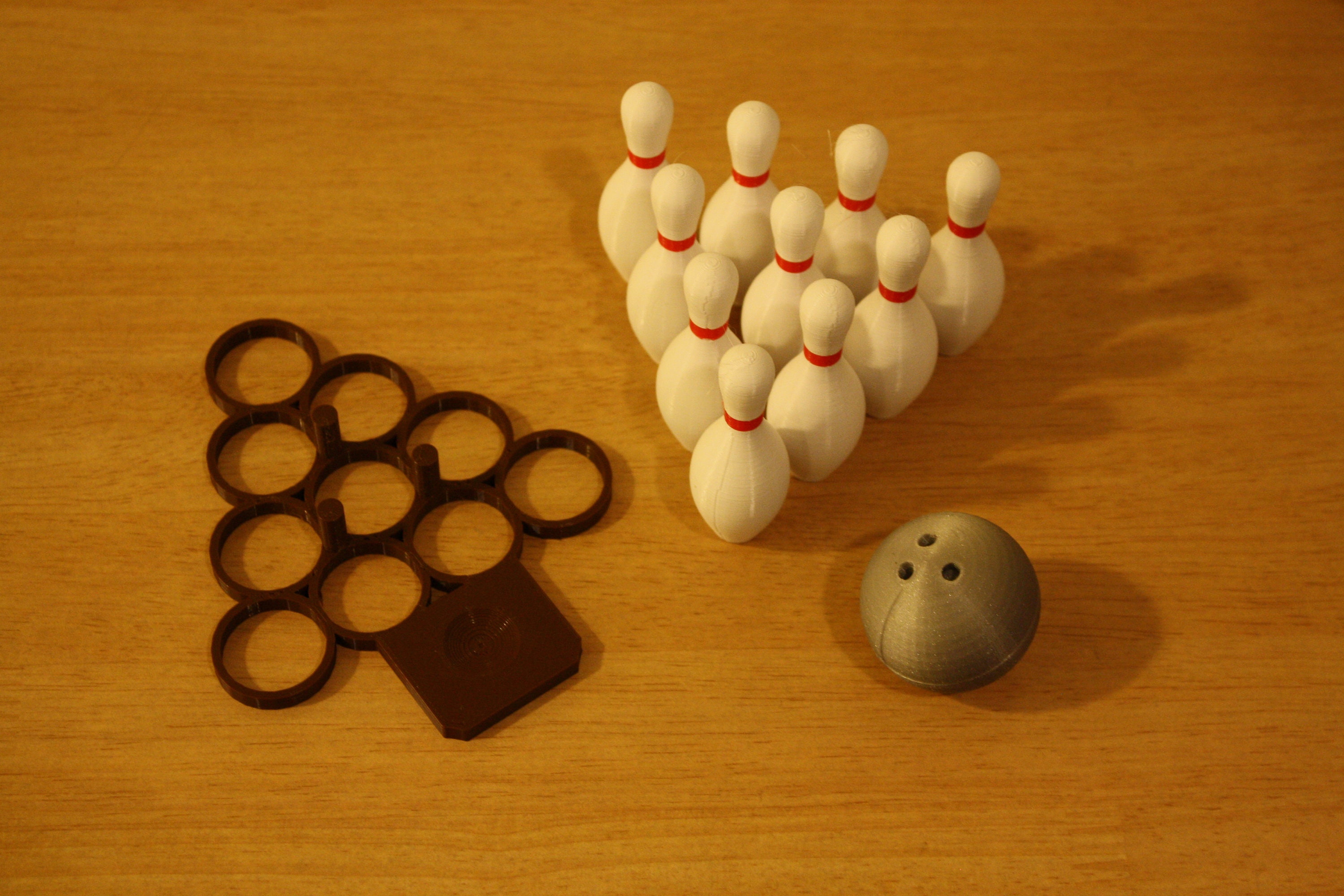 Miniature 3D Printed Bowling Set With Colorful Pin Bands - Etsy