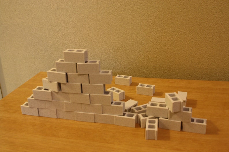 Miniature 3D Printed Cinder Blocks With Handheld Wrecking Ball (multi ...