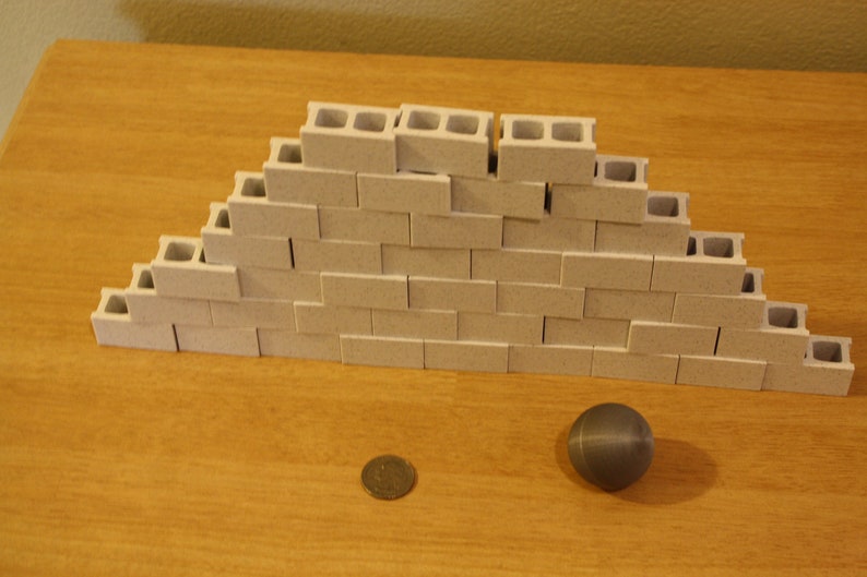 Miniature 3D Printed Cinder Blocks With Handheld Wrecking Ball (multi ...