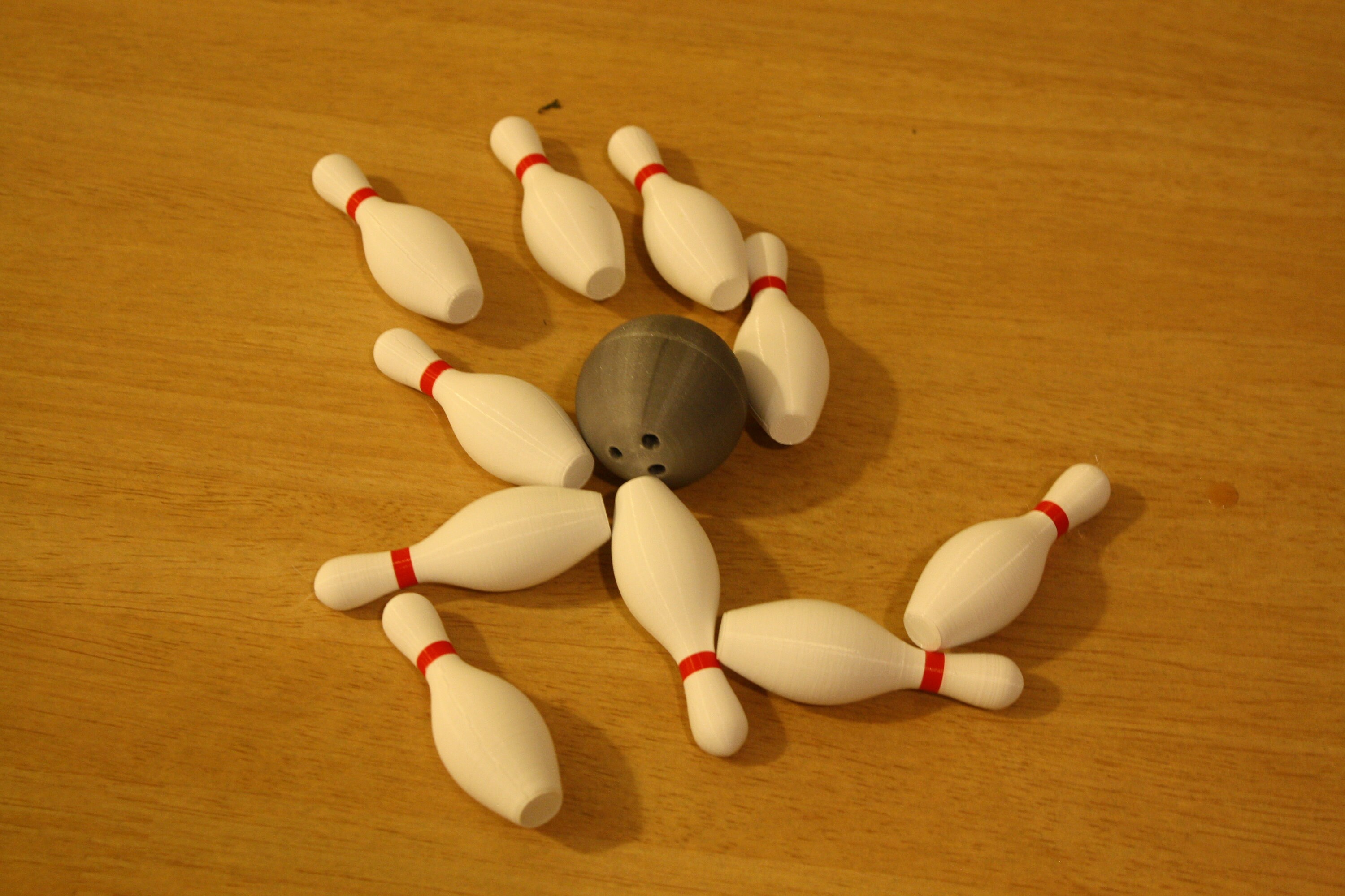 Miniature 3D Printed Bowling Set With Colorful Pin Bands - Etsy