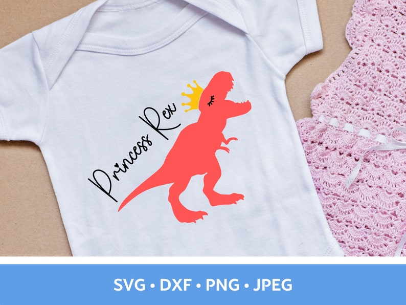 Princess T-rex SVG Roaring Girl Dinosaur With Crown Design - Etsy