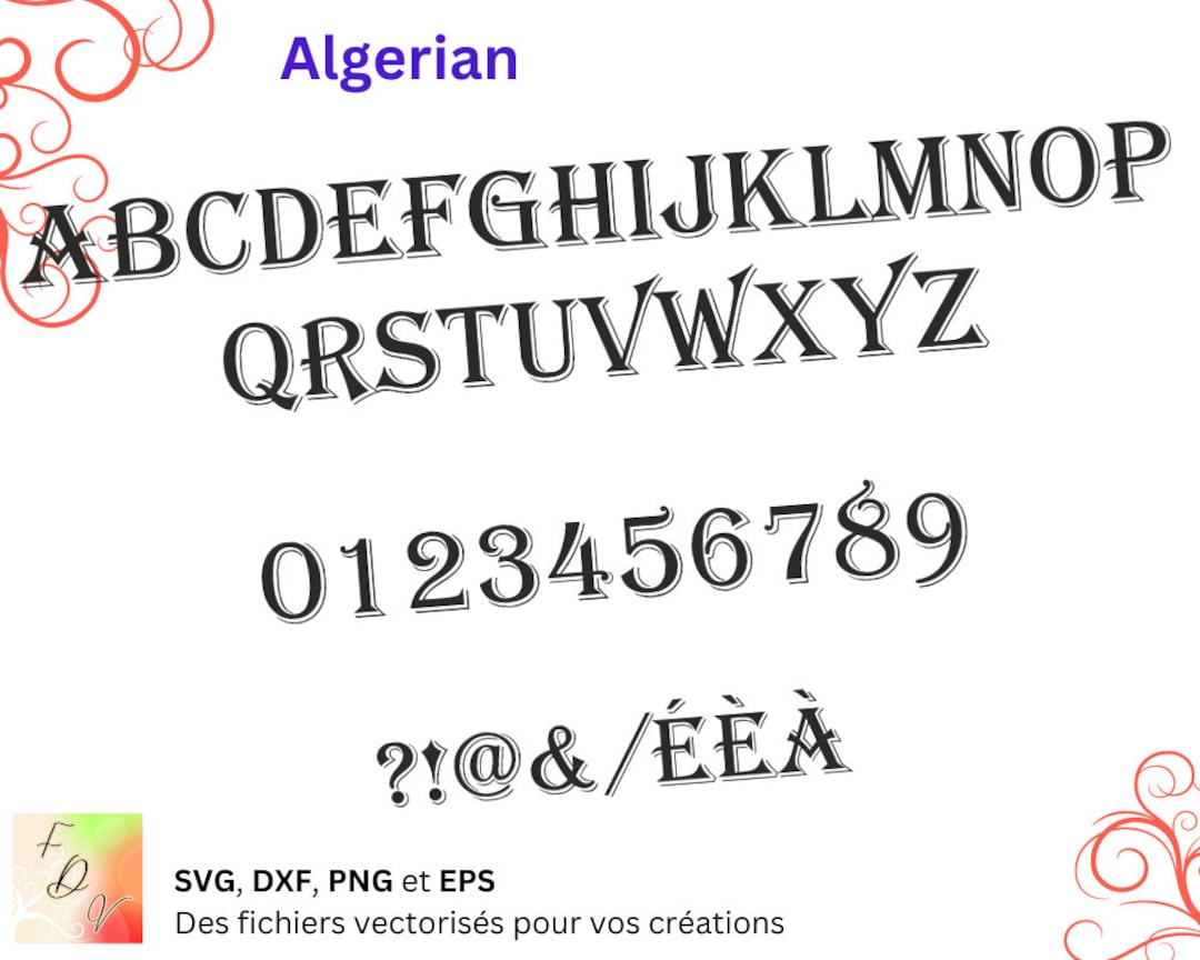 Algerian Alphabet Svg, Dxf, Eps, Png, Digital File - Etsy