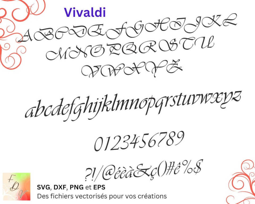 Vivaldi Alphabet Svg, Dxf, Eps, Png, Digital File - Etsy
