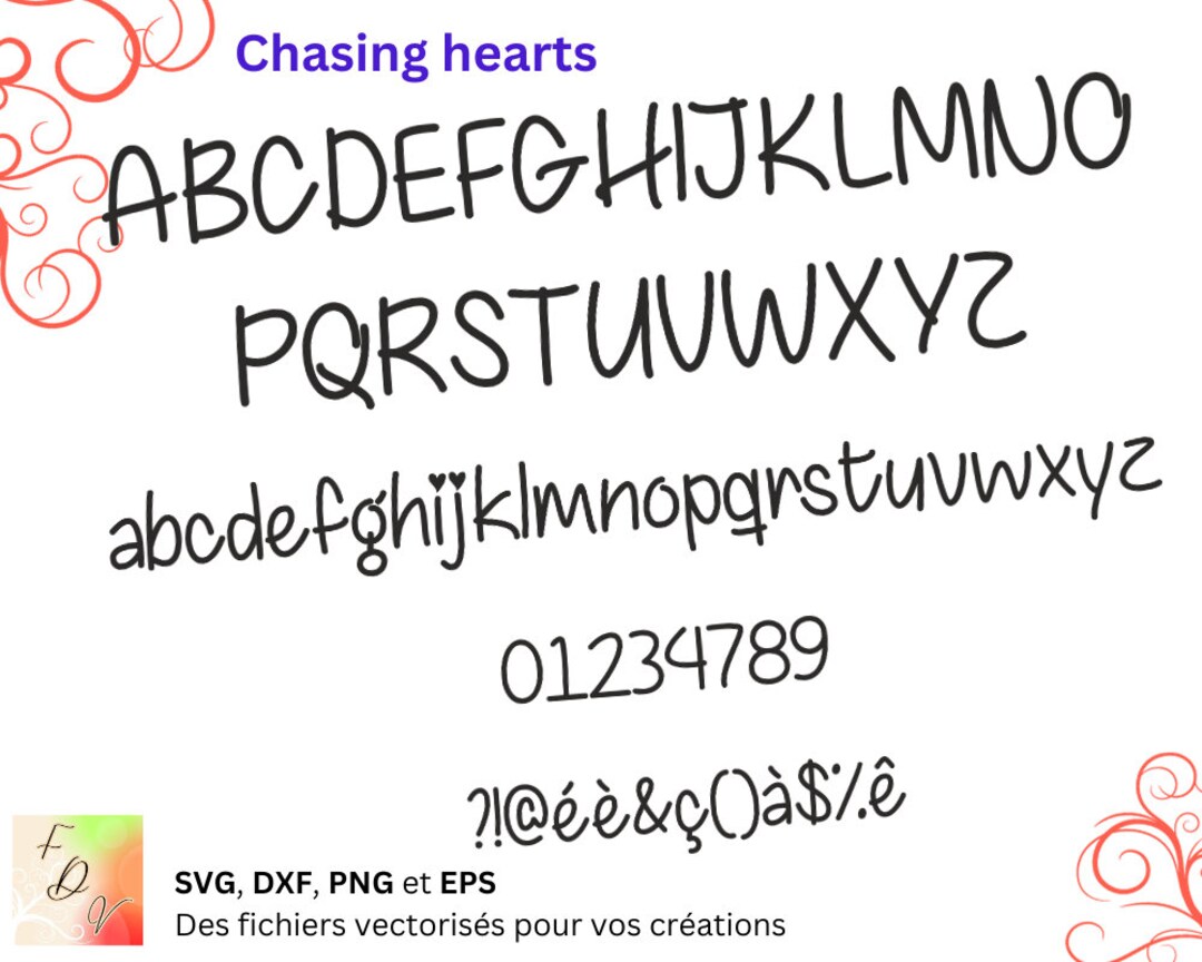Alphabet Chasing Hearts Svg, Dxf, Eps, Png, Digital File - Etsy