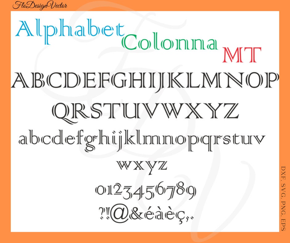 Alphabet Colonna MT Svg, Dxf, Eps, Png - Etsy