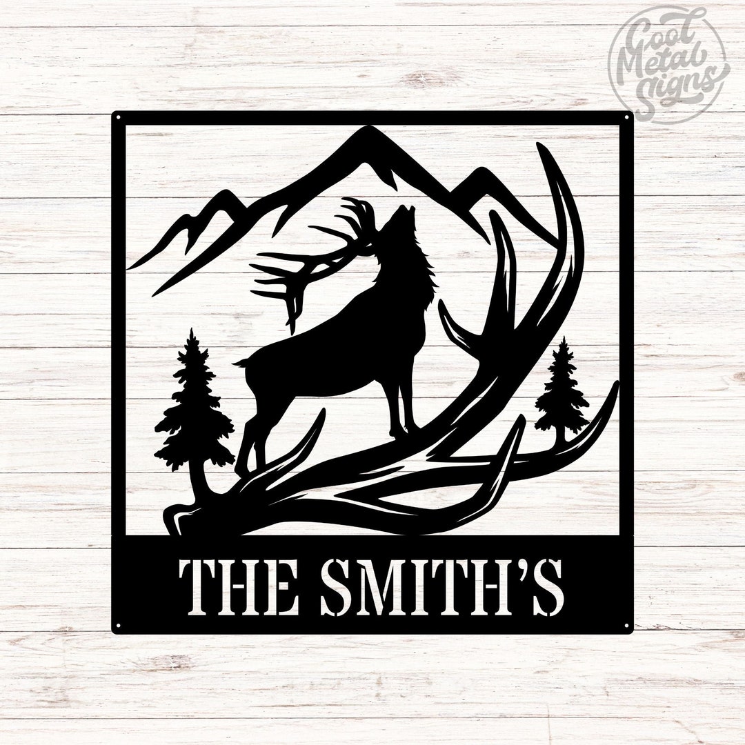 Personalized Elk Scene Family Sign, Custom Elk Sign, Family Metal Sign ...