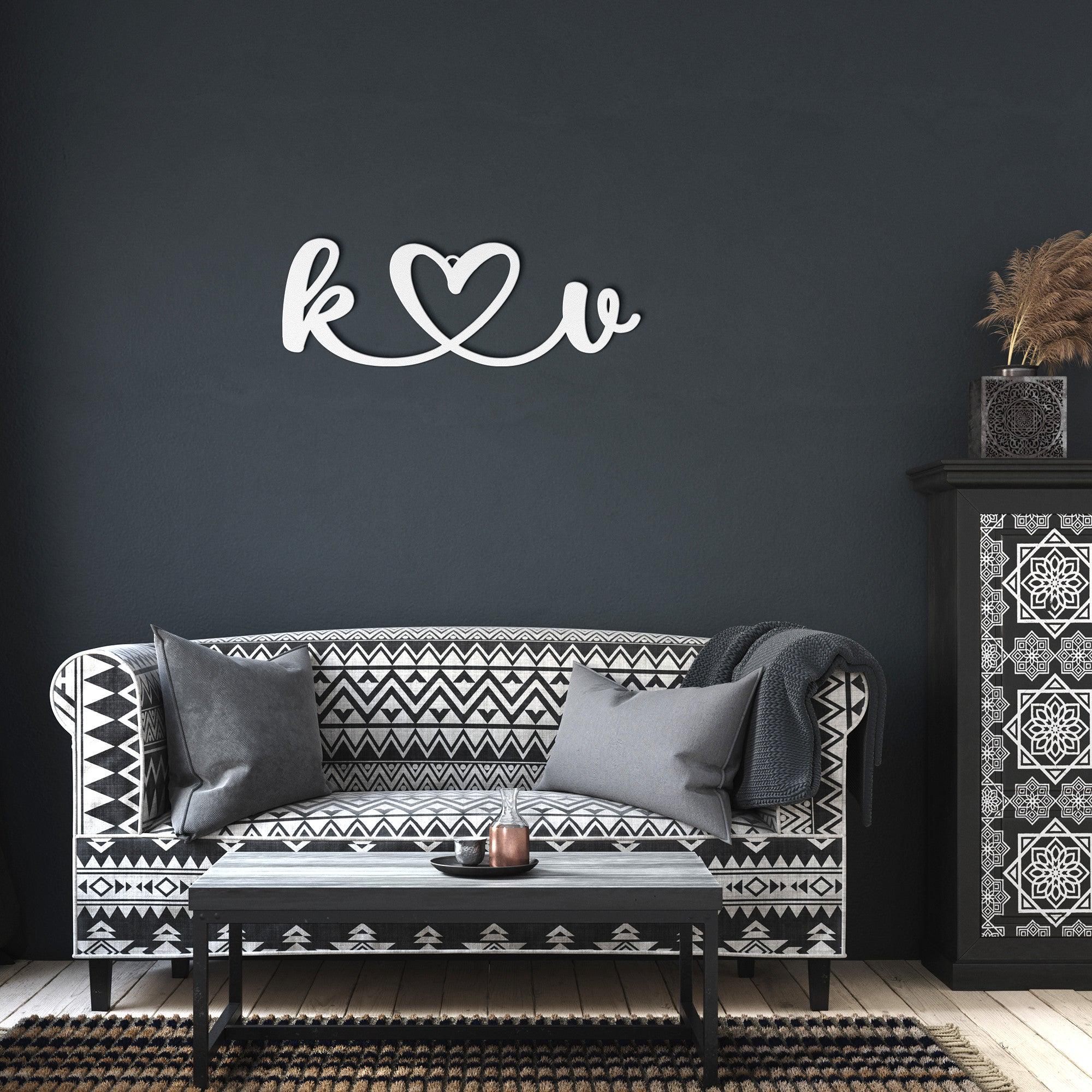 Personalized Initials Heart Metal Sign, Custom Couple Anniversary Gift ...
