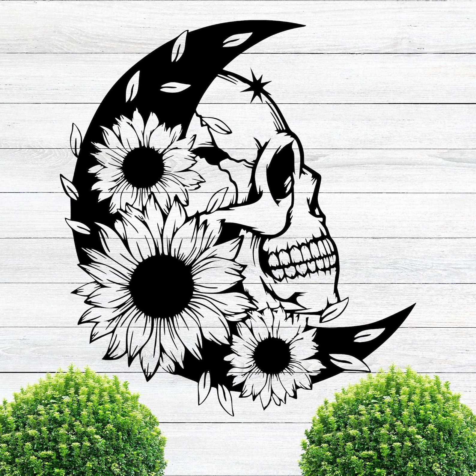 Moon Skull Metal Wall Art: Emo Gothic Sunflower Decor - Etsy