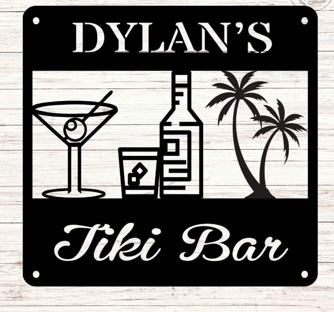 Custom Tiki Bar Sign, Custom Outdoor Bar Sign, Personalized Backyard ...