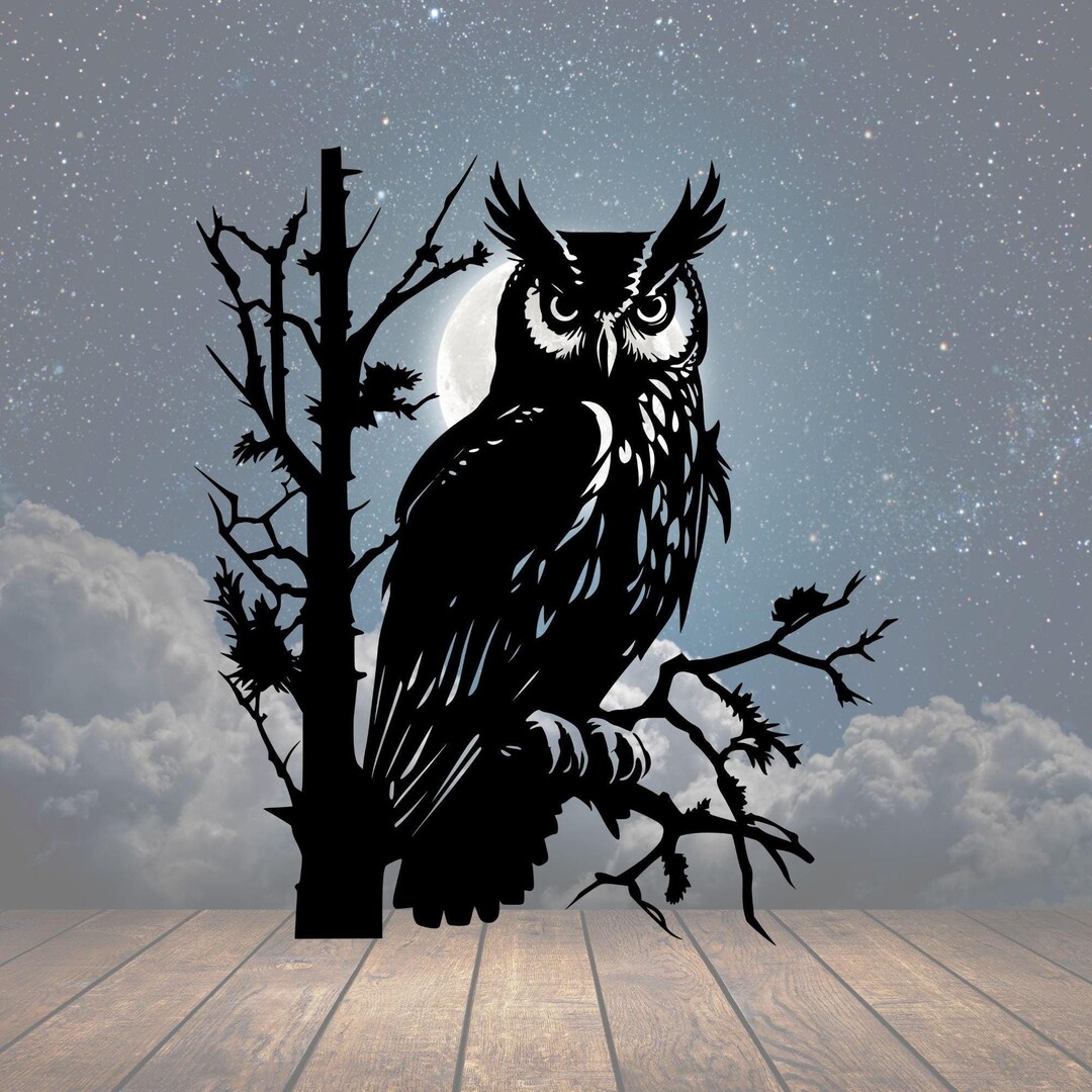 Owl in the Tree Sign, Owl Metal Wall Decor, Unique Metal Wall Art, Cut ...