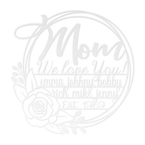 Mothers Day Metal Wreath Sign, Personalized Mom Sign With Kids Names ...