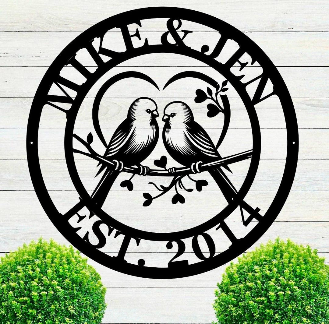 Personalized Love Birds Metal Sign: Anniversary Wedding Wall Art - Etsy