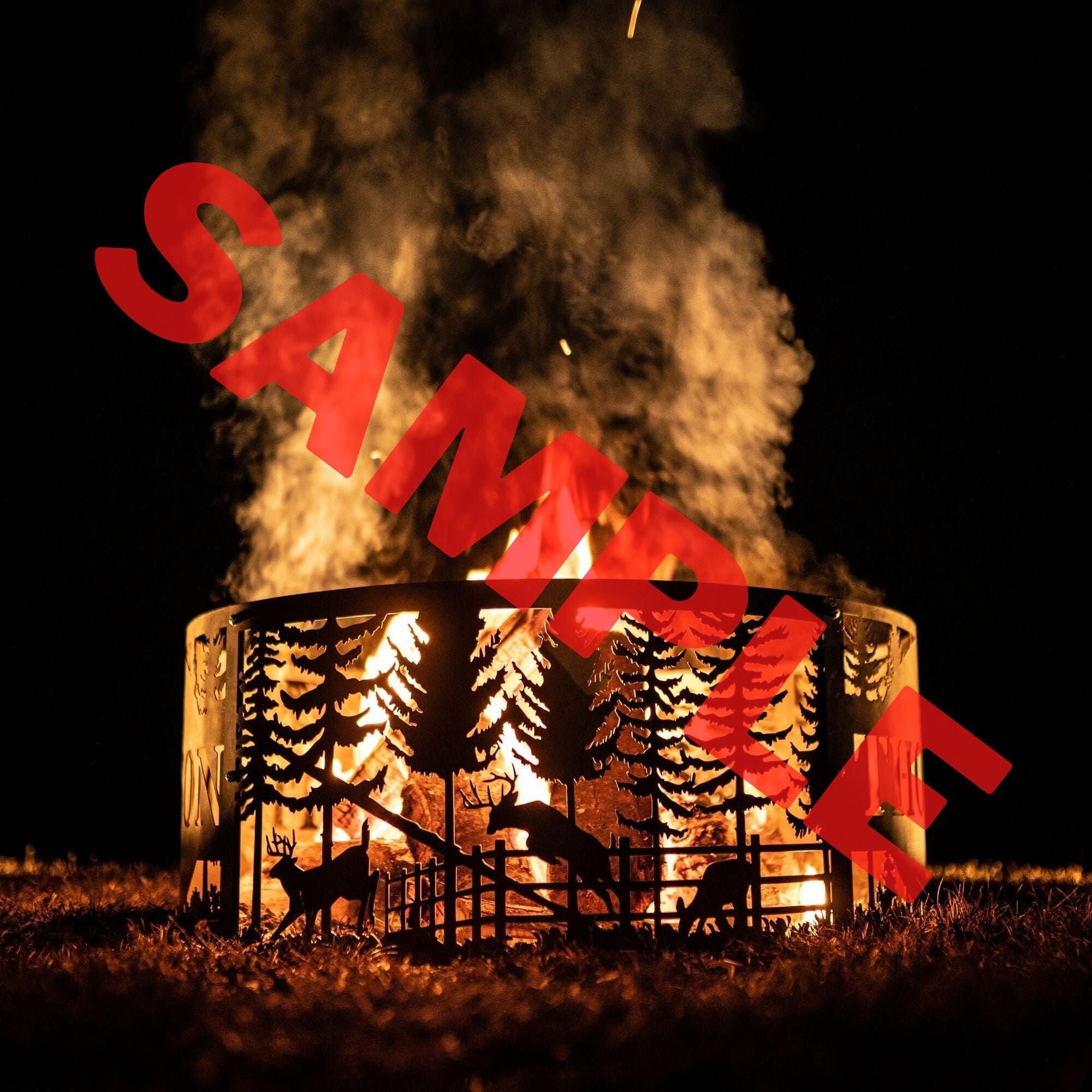 Personalized Family Monogram Scene Round Fire Pit Ring Fire - Etsy