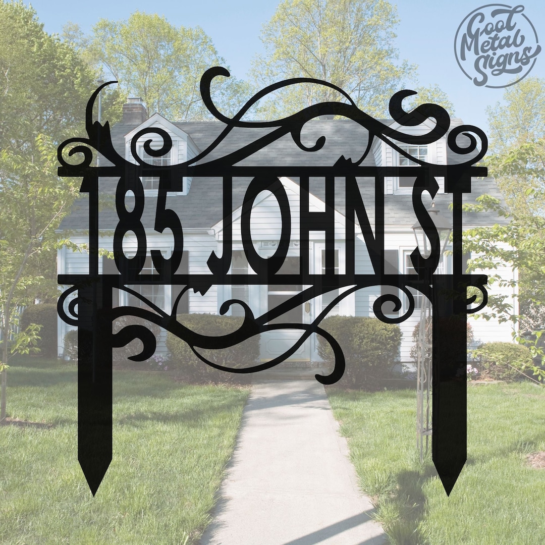 Personalized Swirl Address Stake, Custom Address Stake for Yard ...