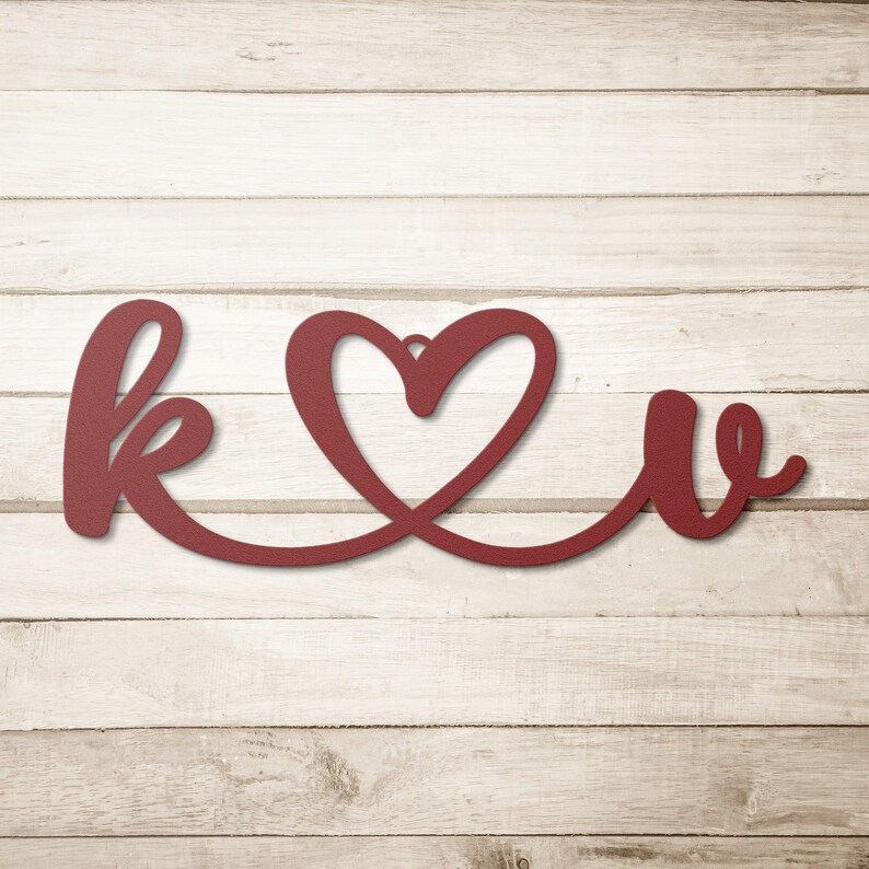 Personalized Initials Heart Metal Sign, Custom Couple Anniversary Gift ...