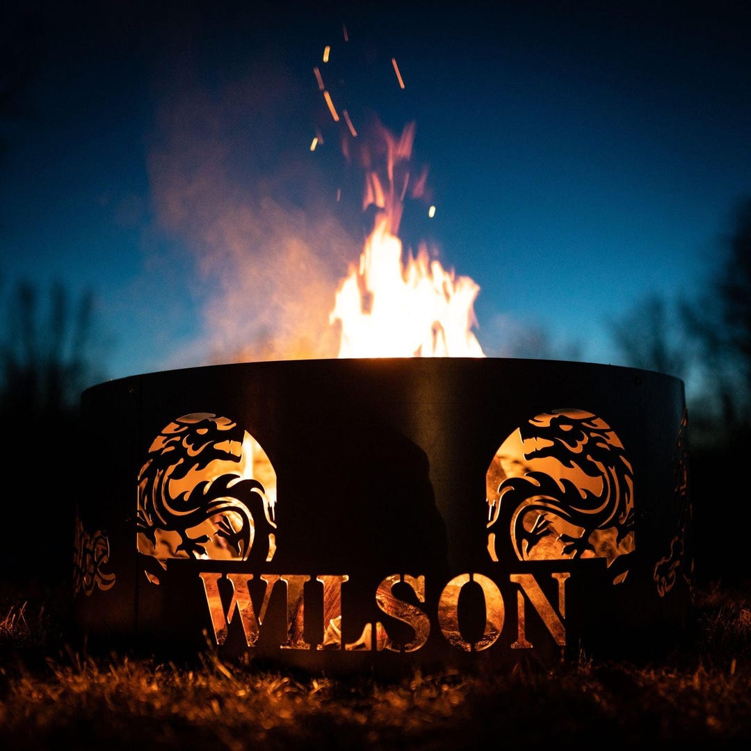 Personalized Dragon Fire Pit Ring, Custom Dragon Fire Pit Ring, Gift ...