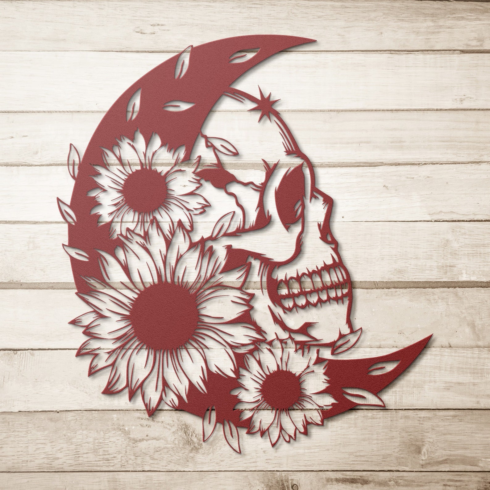Moon Skull Metal Wall Art: Emo Gothic Sunflower Decor - Etsy