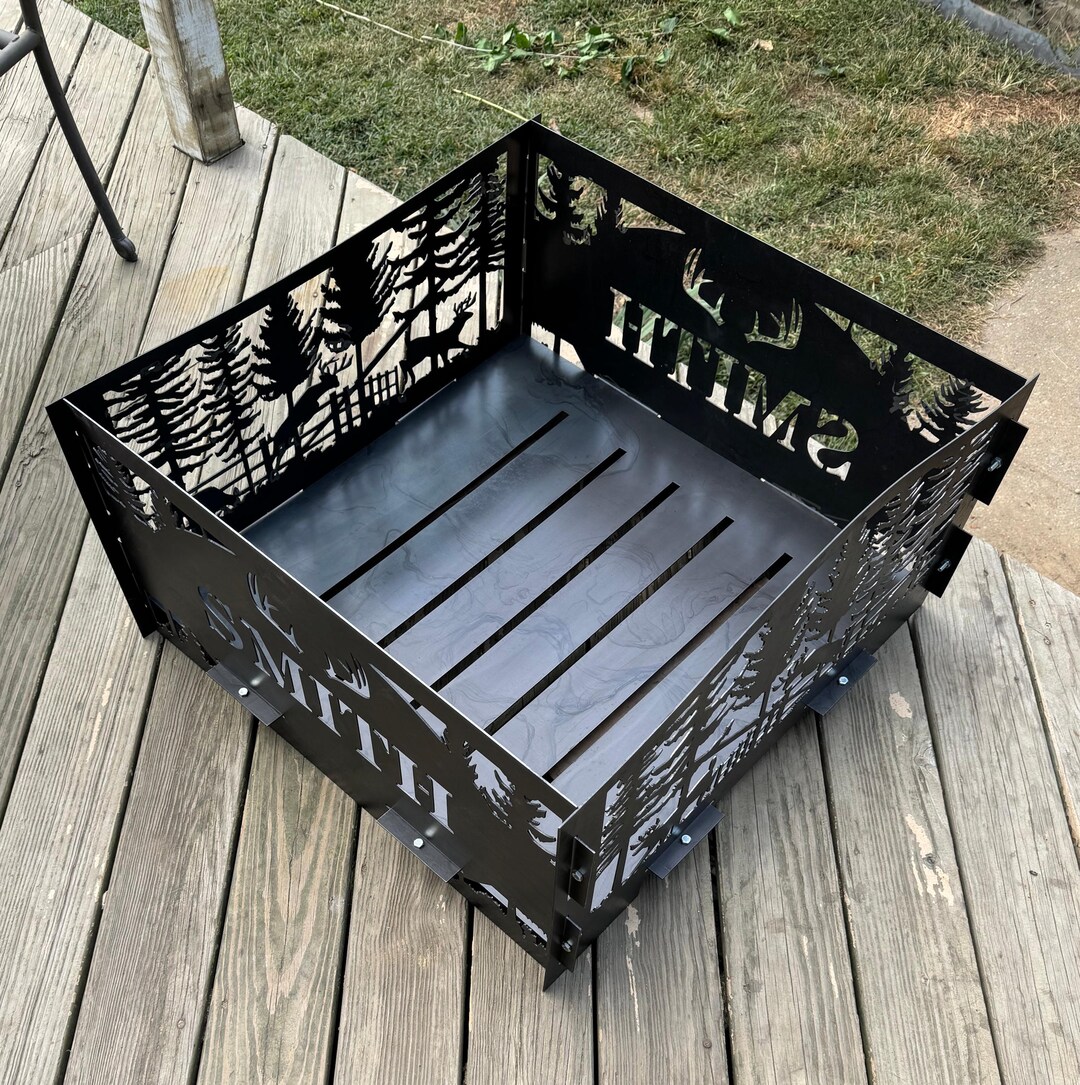 Personalized Deer Scene Fire PIT, Heavy Duty Steel Custom Fire Pit With ...