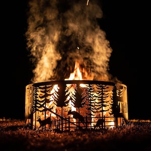 Personalized Deer Scene Fire Pit Ring: Heavy Duty Steel, Custom Name - Etsy