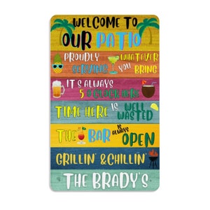 Welcome to Our Patio Sign, Personalized Patio Metal Sign, Funny Patio ...
