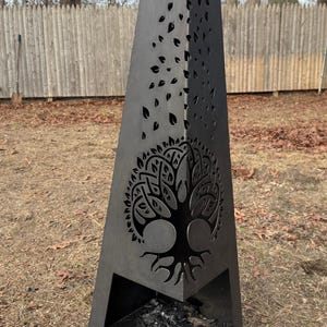 Tree of Life Fire Pit Chiminea: Raw Steel Fire Tower - Etsy