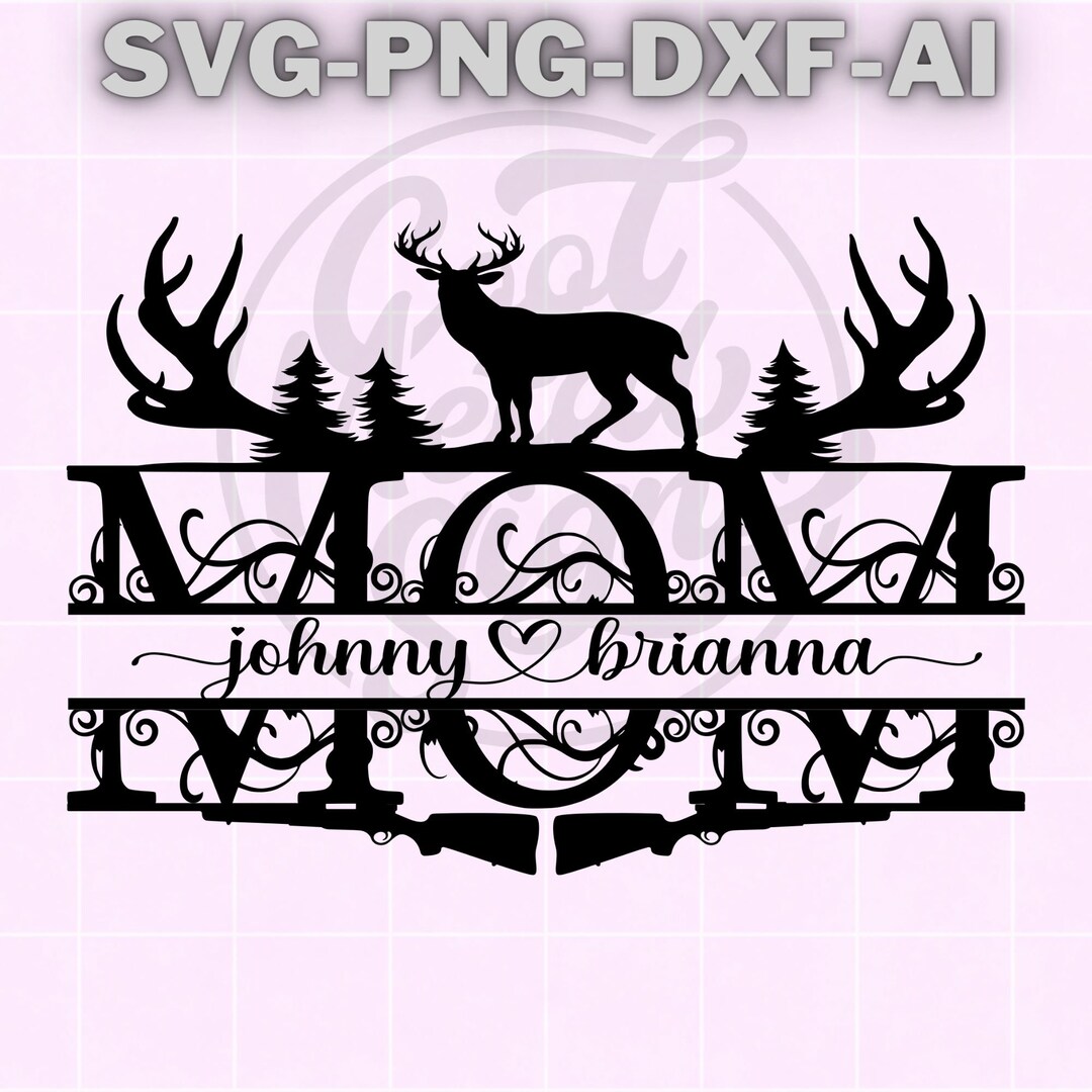 Mom Deer Scene Svg, Mom Split Svg, Mom Svg, Mom Monogram Svg, Hunting ...