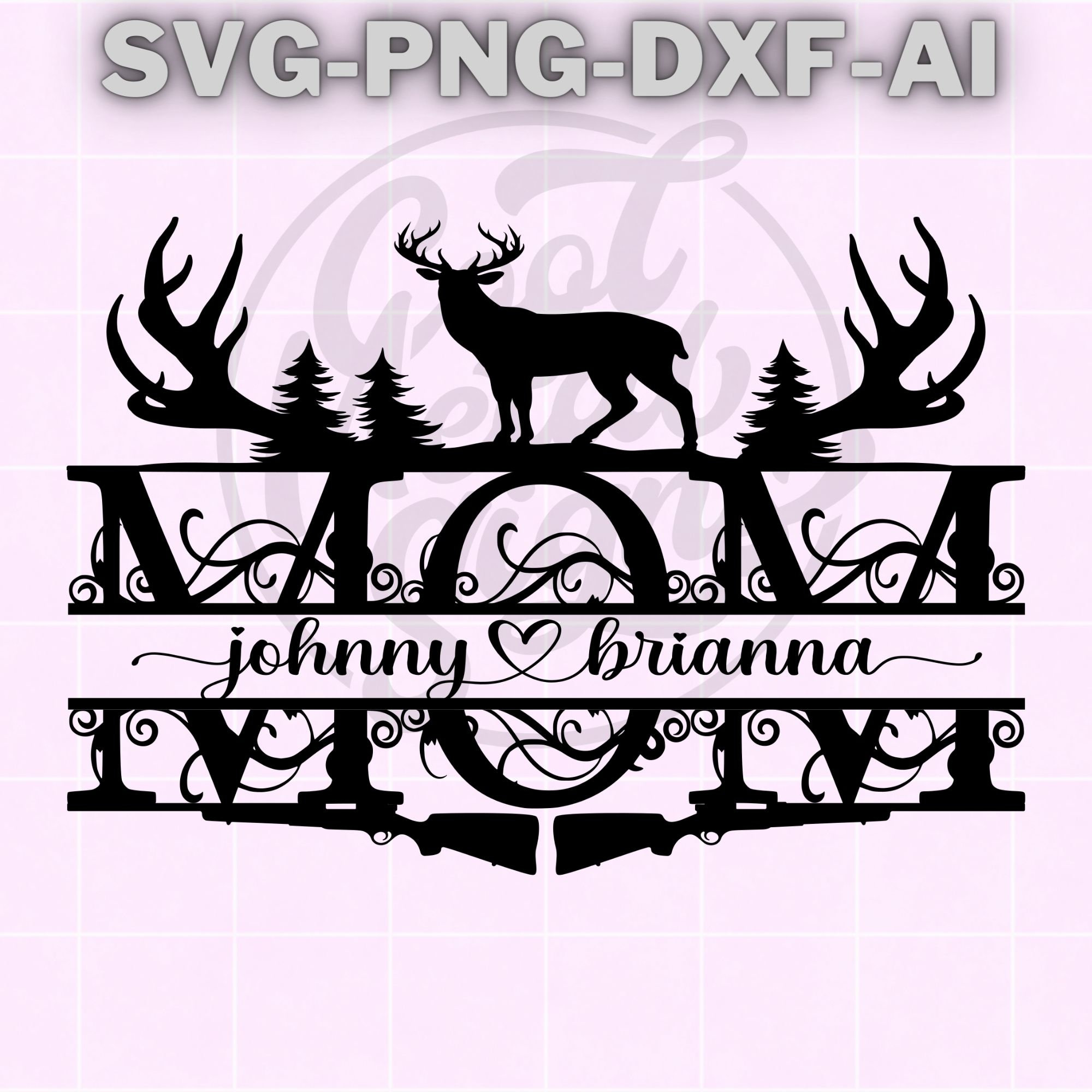 Mom Deer Scene Svg, Mom Split Svg, Mom Svg, Mom Monogram Svg, Hunting ...