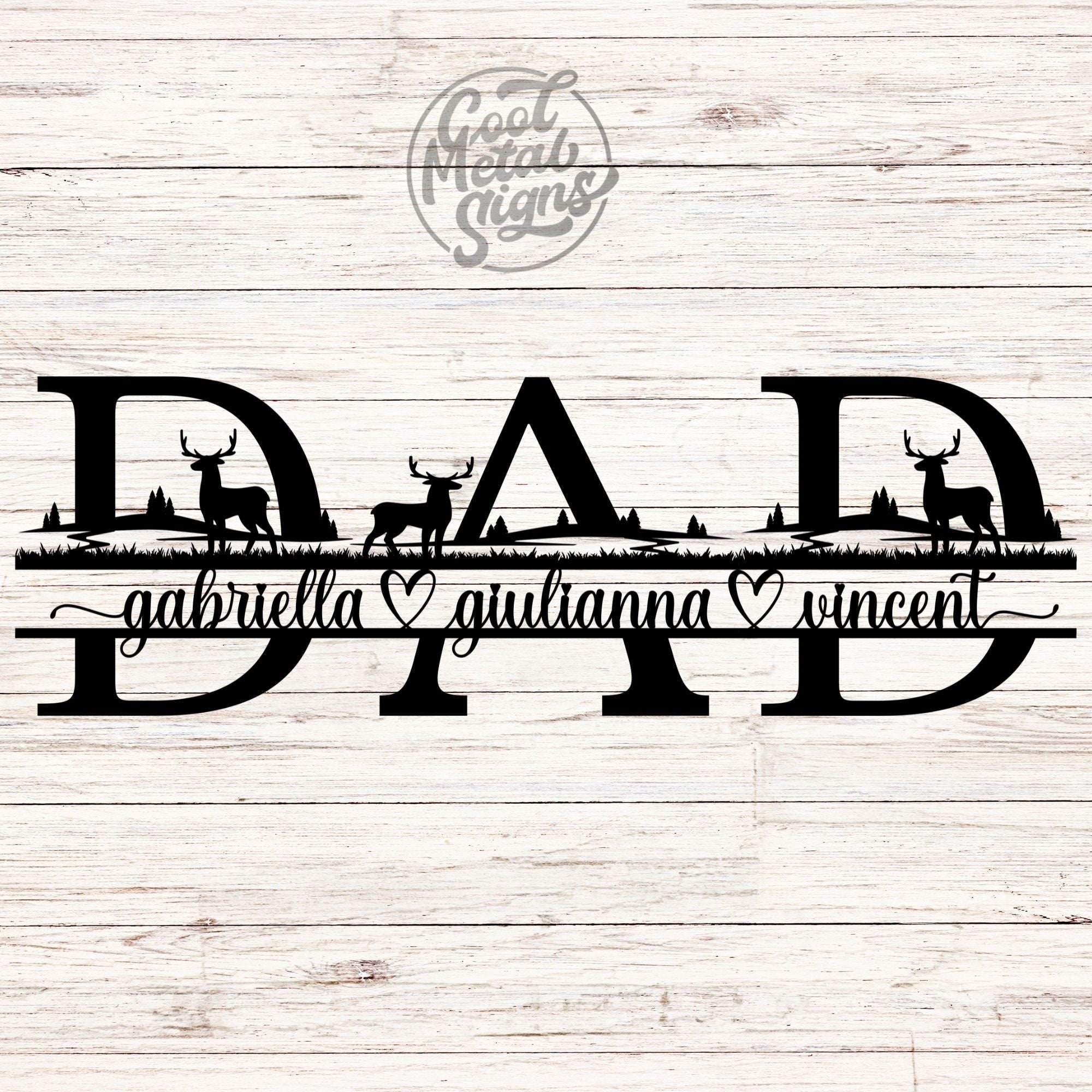 Personalized DAD Deer Scene Monogram Dad Sign With Kids - Etsy