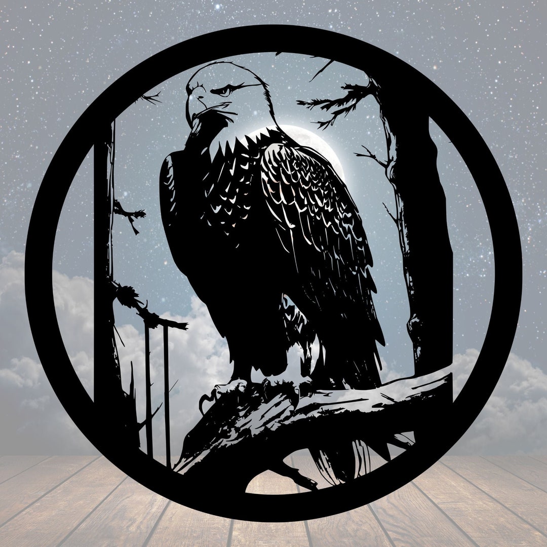 Eagle Metal Sign, Round Eagle Sign, Bird Decor, Eagle Metal Art, Wall ...