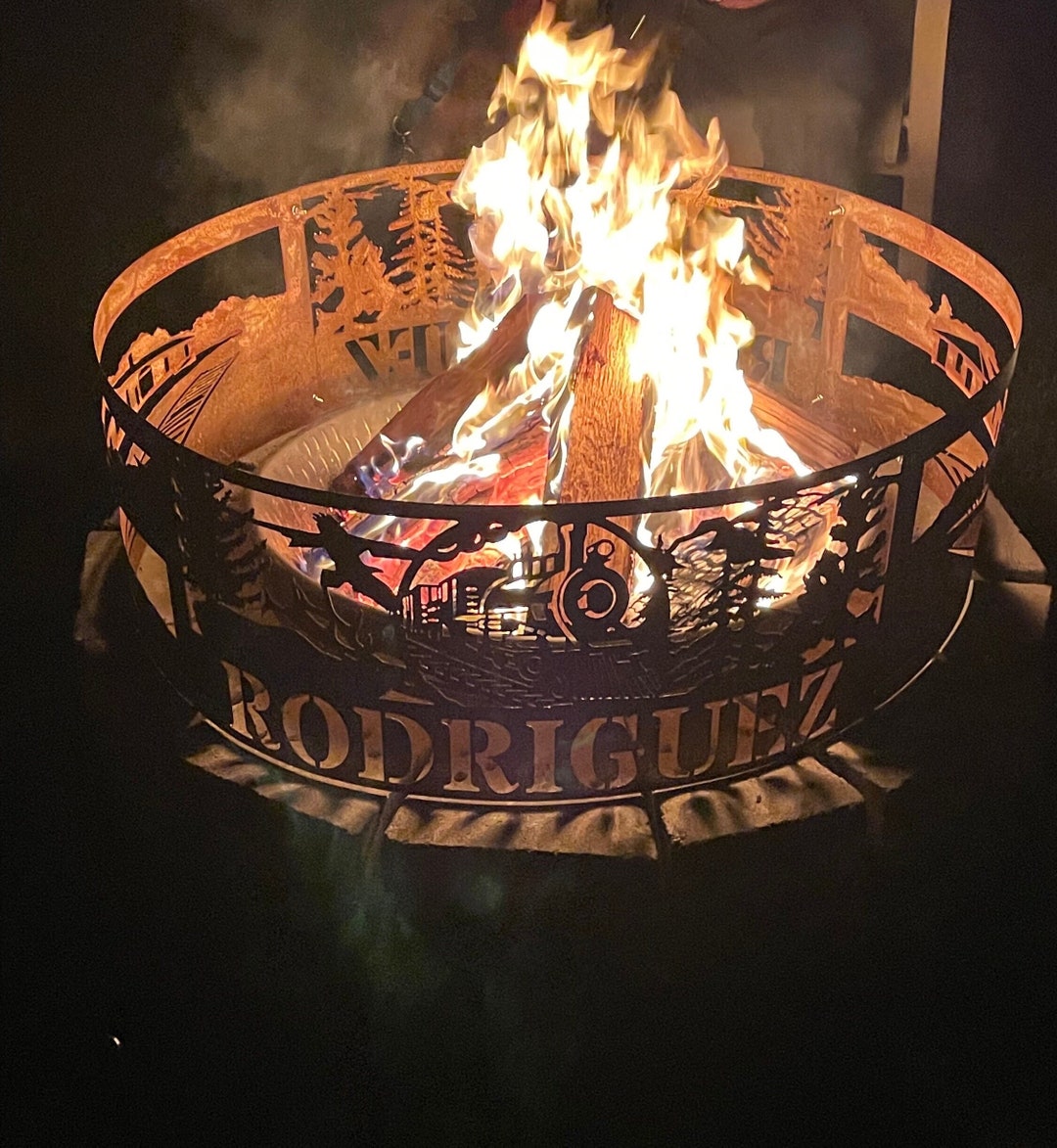 Personalized Train Scene Fire Pit Ring, Fire Pit Ring, Personalized ...