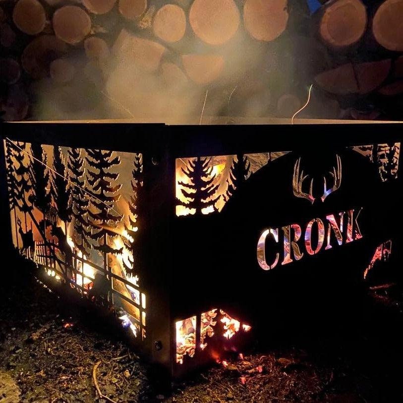 Square Personalized Deer Scene Fire Pit Ring, Custom Fire Pit Ring ...