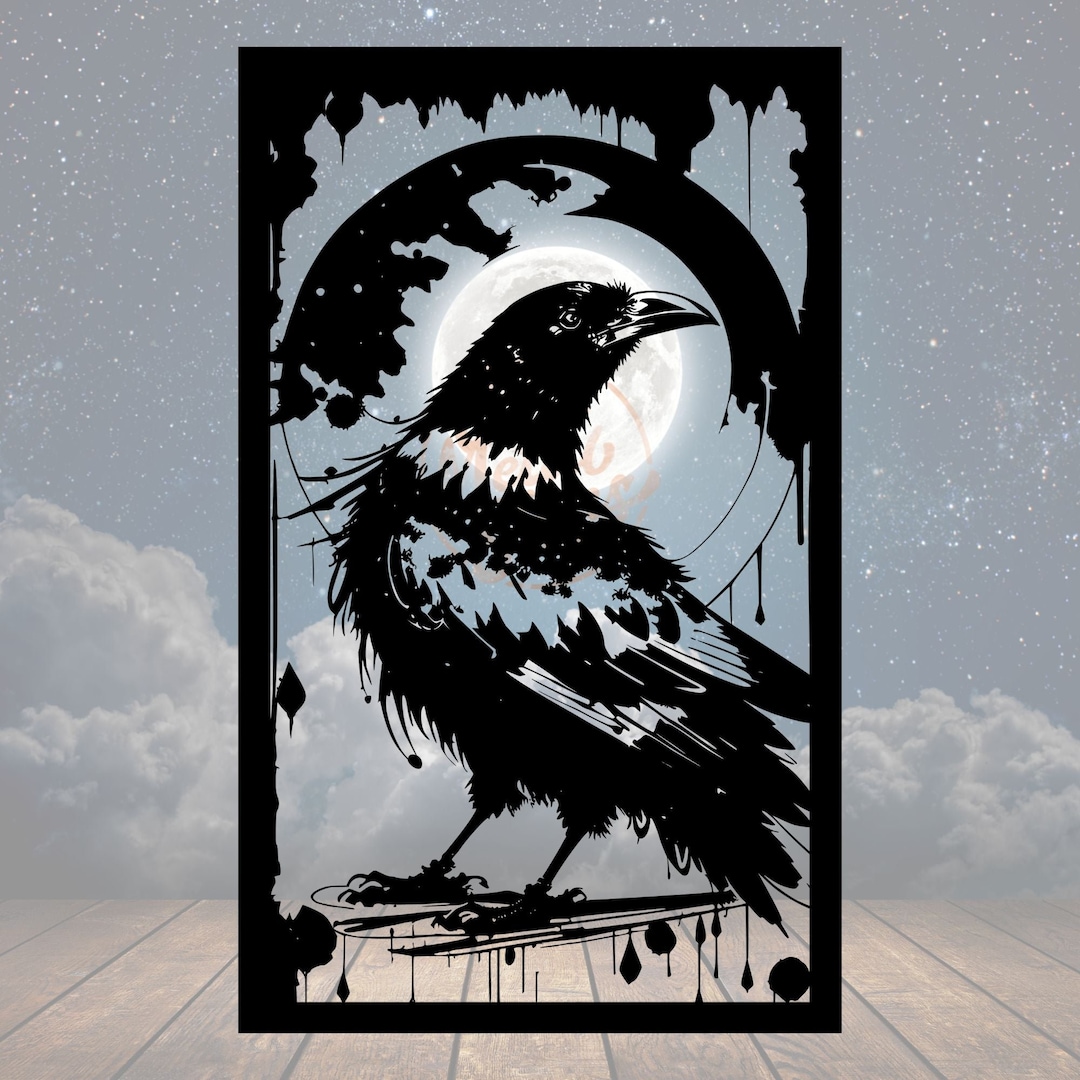 Raven Moon Metal Wall Art, Crow Moon Sign Home Decor, Living Room Decor ...