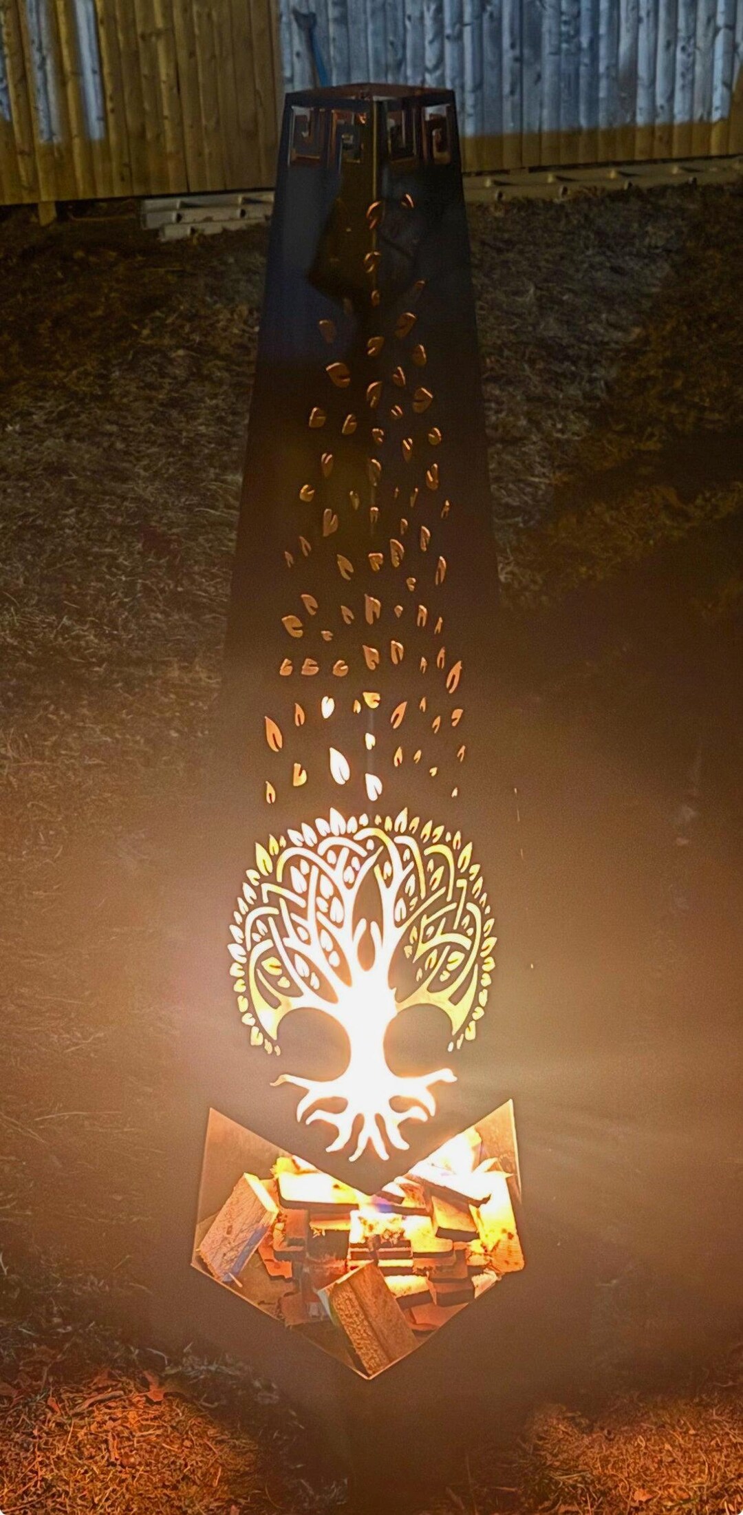 Tree of Life Fire Pit Chiminea: Raw Steel Fire Tower - Etsy