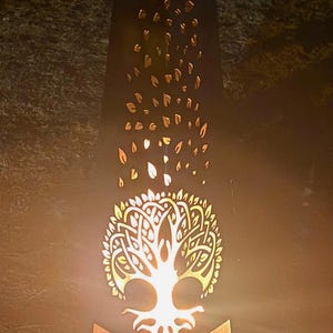 Tree of Life Fire Pit Chiminea: Raw Steel Fire Tower - Etsy