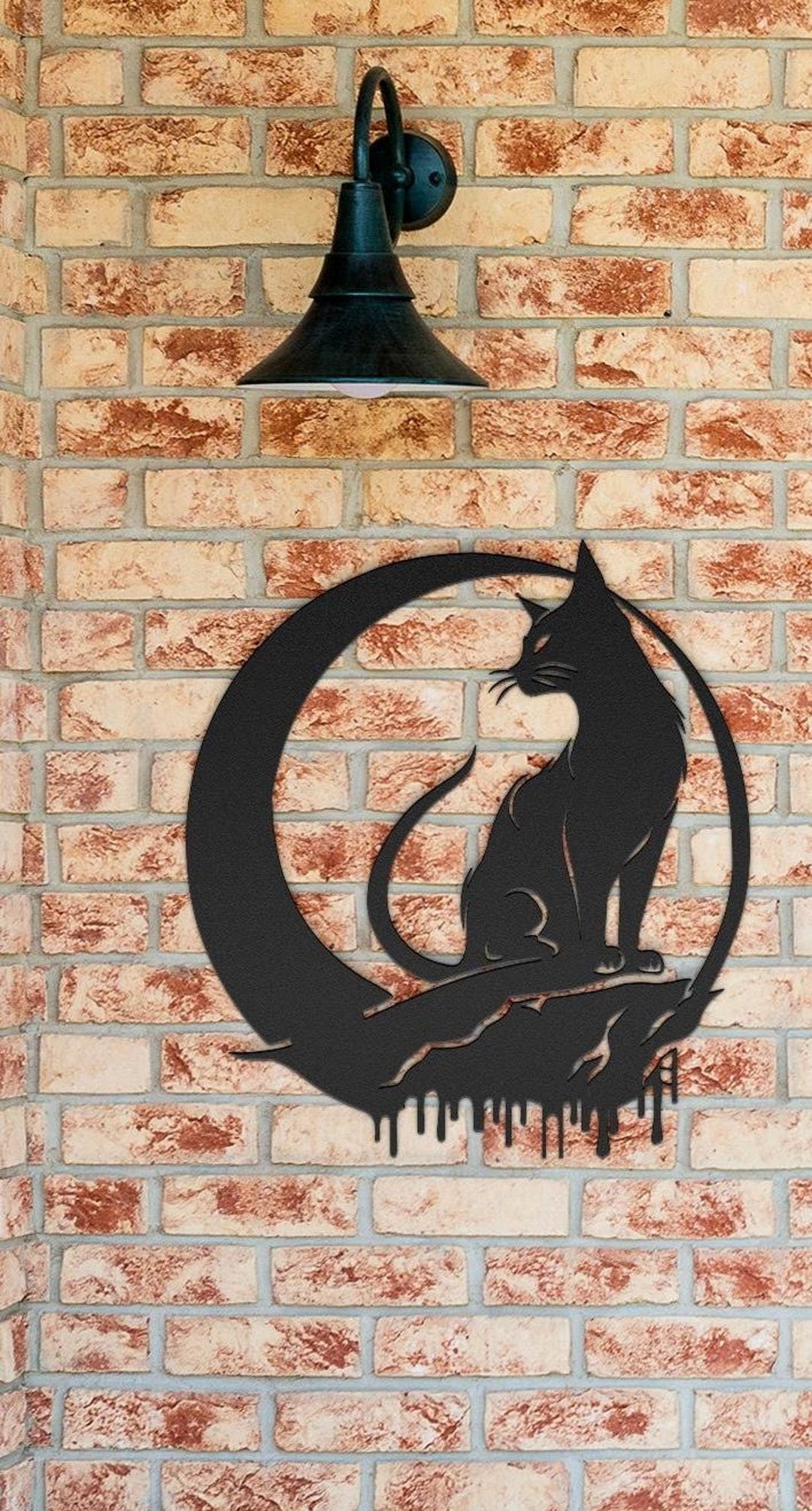 Black Cat Moon Metal Sign, Cat Sign, Cat Metal Art, Moon Metal Art, Cat ...