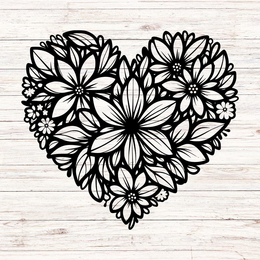 Floral Heart Metal Wall Art: Powder Coated Steel Decor - Etsy