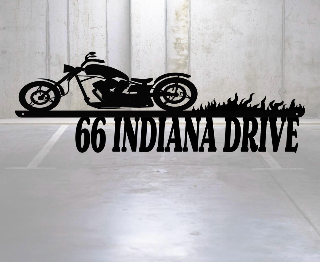 Personalized Motorcycle Address Sign: Powder Coated Steel Biker Decor ...