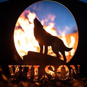 Personalized Wolves Fire Pit Ring, Custom Fire Pit Ring, Outdoor Fire ...
