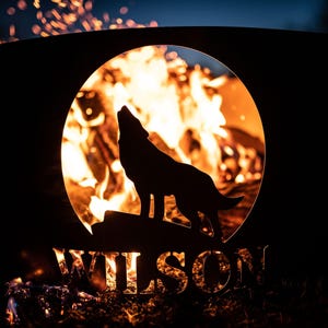 Personalized Wolves Fire Pit Ring, Custom Fire Pit Ring, Outdoor Fire ...